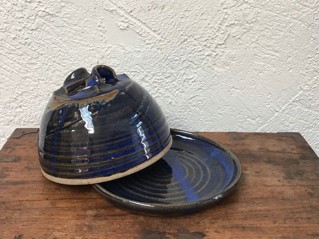 Vintage Dark Blue Ceramic Bowl With Removable Top Studio Pottery - Etsy