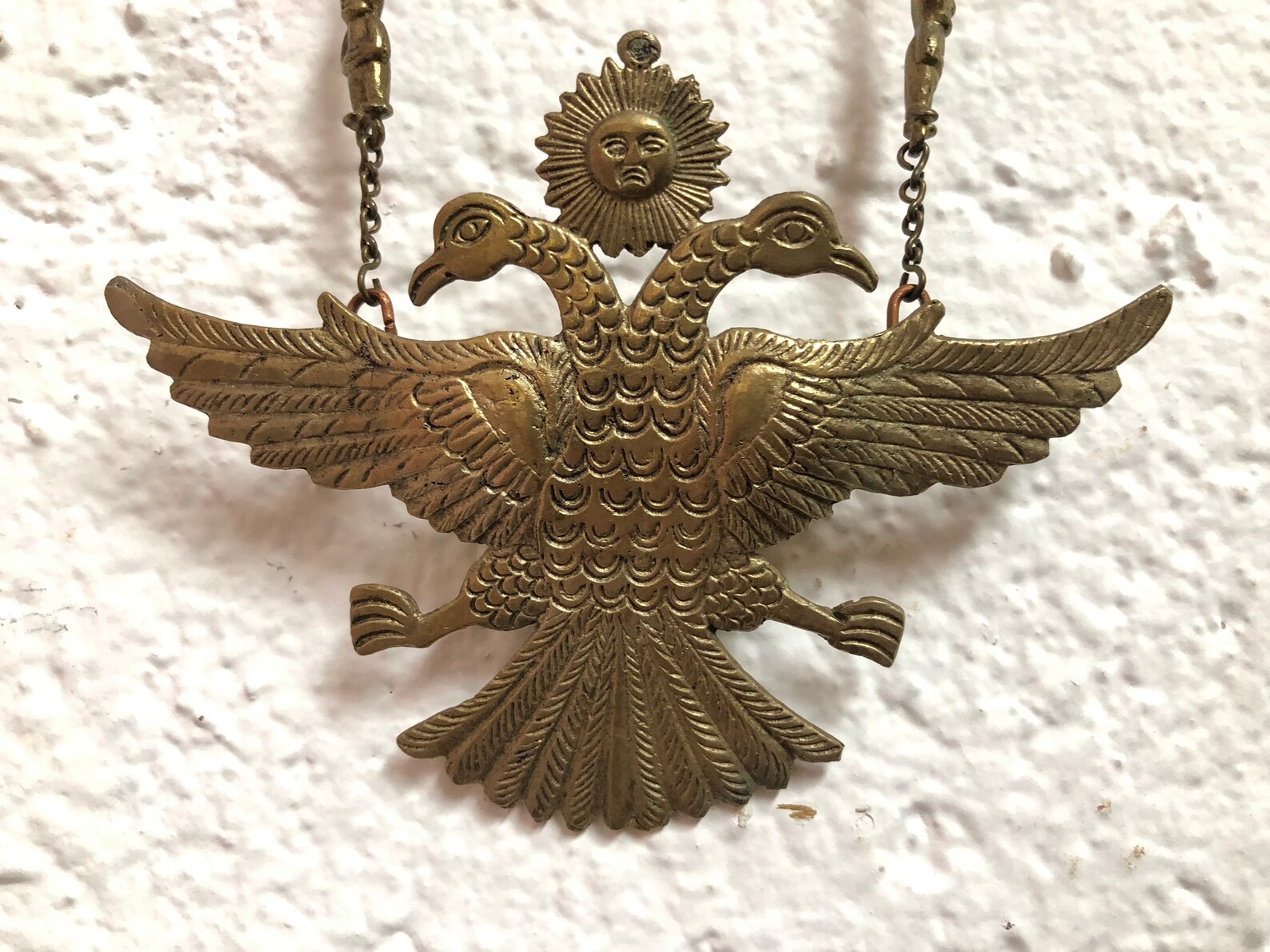 Vintage Indian Gandaberunda Two Headed Brass Bird Necklace | Etsy
