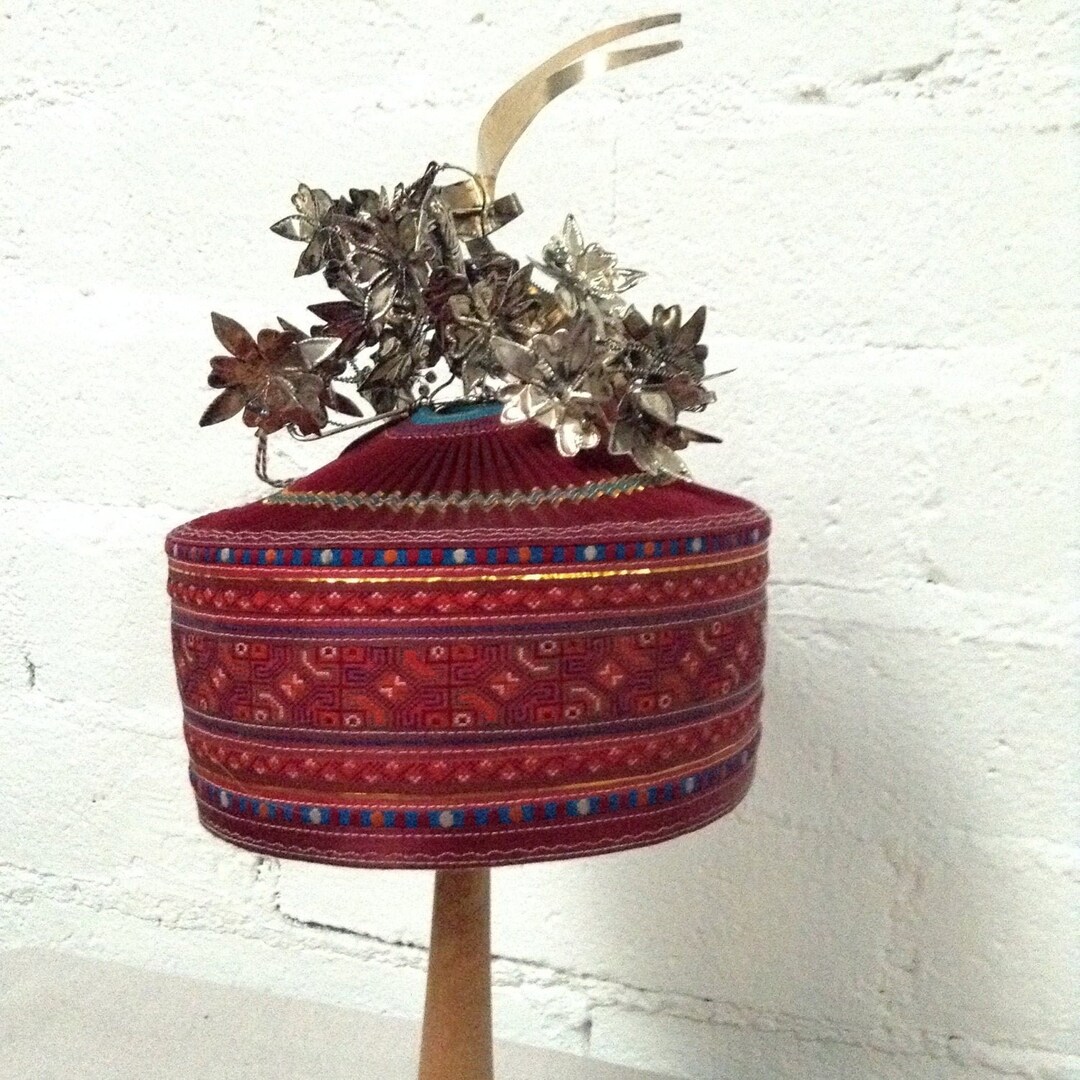 Vintage Chinese Hat With Silver Bird Adornment - Etsy