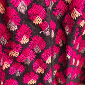 Vintage Afghanistan Hand Embroidered Fuchsia on Black Cotton Tunic - Etsy