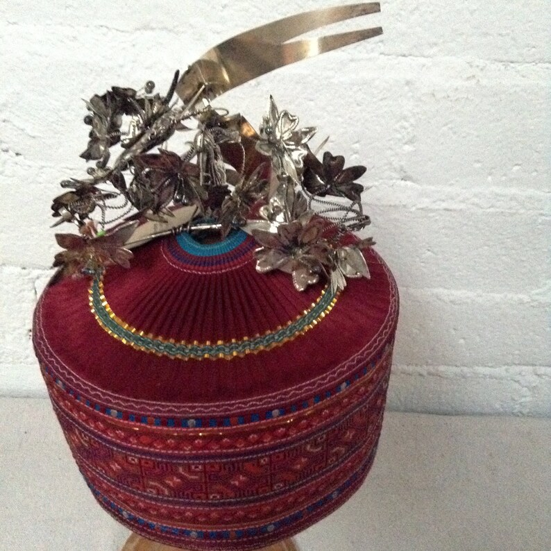 Vintage Chinese Hat With Silver Bird Adornment - Etsy