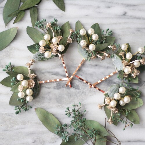 Eucalyptus Pearl Bridal Comb Greenery Bridal Hair Piece Boho | Etsy