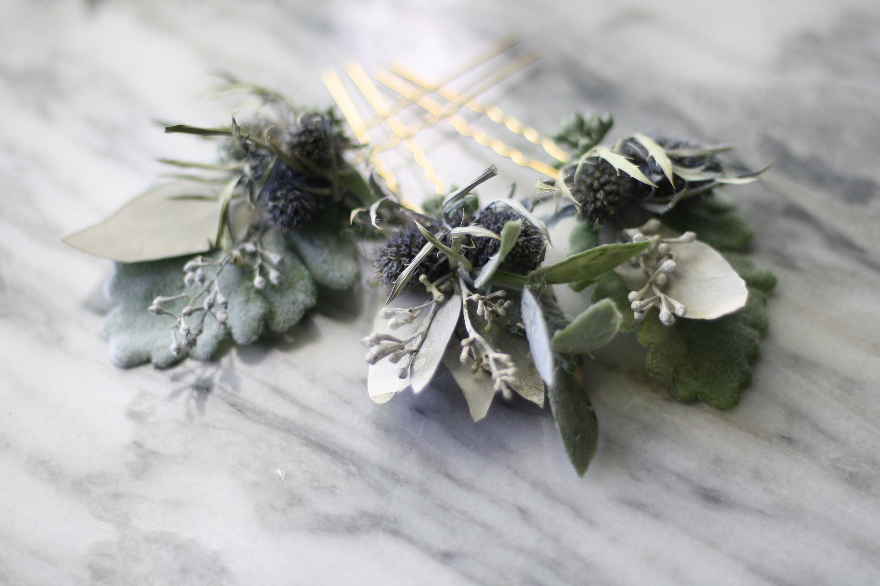 Blue Thistle Eucalyptus Hair Pins Greenery Bridal Hair Pin | Etsy