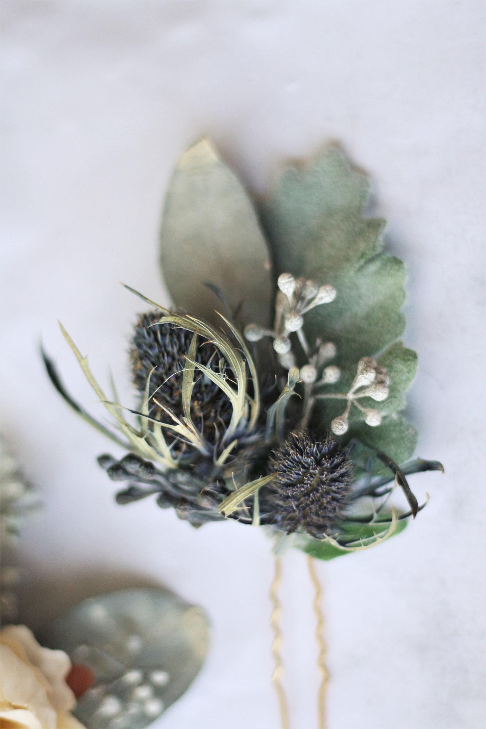 Eucalyptus Blue Thistle Hair Pins Greenery Bridal Hair Pin - Etsy