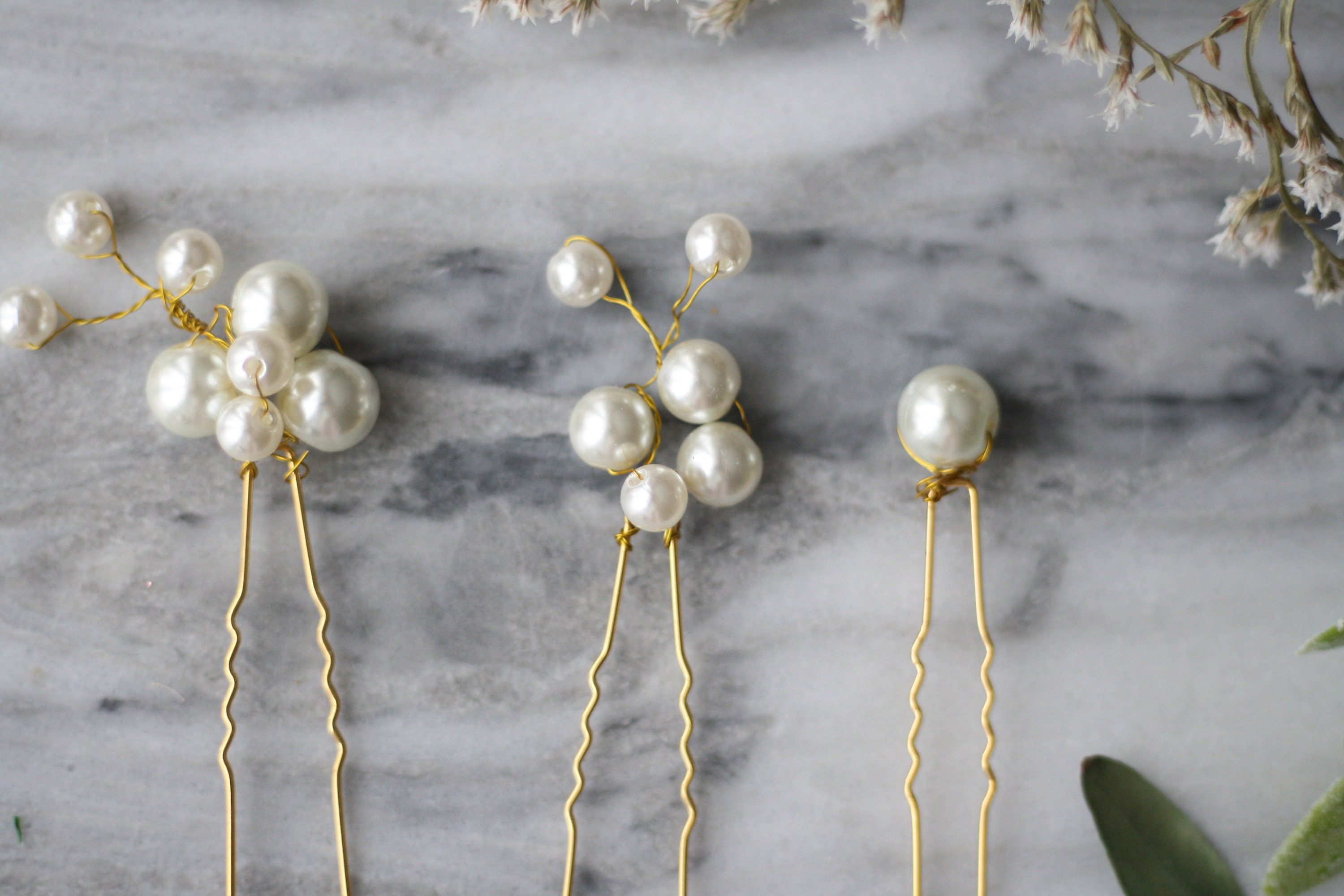 Bridal Hair pin SET gold bridal hairpiece pearl pin bridal | Etsy