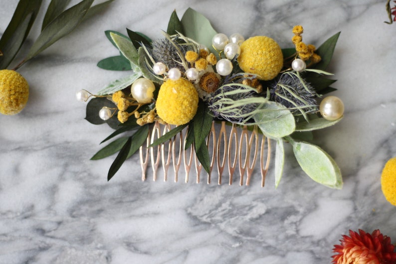 Thistle Comb Yellow Eucalyptus Lavender Comb Blue Flower Comb - Etsy