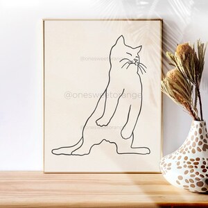 Cat Minimalist Art Line Art Poster Cat Line Drawing Print Line Art ...