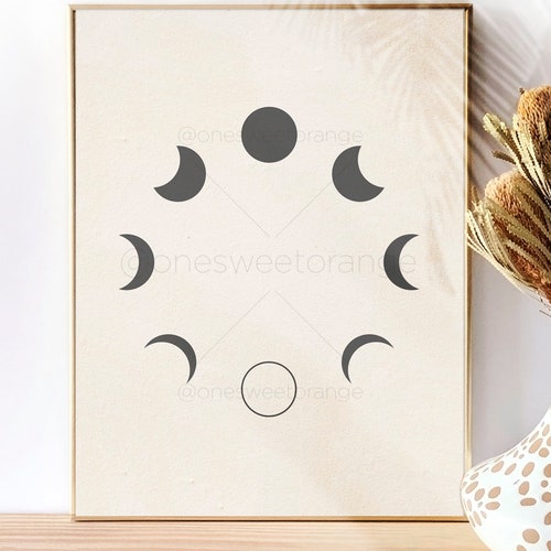 Moon Phases Art Moon Wall Art Poster Moon Drawing Print Line - Etsy