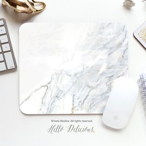 Mouse Pad White Marble Mouse Pad Marble Mouse Pad Office Mouse - Etsy
