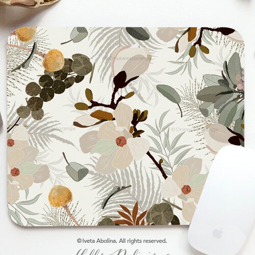 Mouse Pad White Protea Mouse Pad Floral Mouse Pad Office Mouse | Etsy