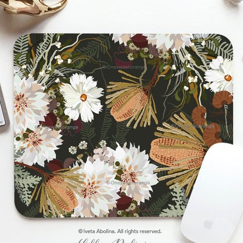 Mouse Pad White Protea Mouse Pad Floral Mouse Pad Office Mouse | Etsy