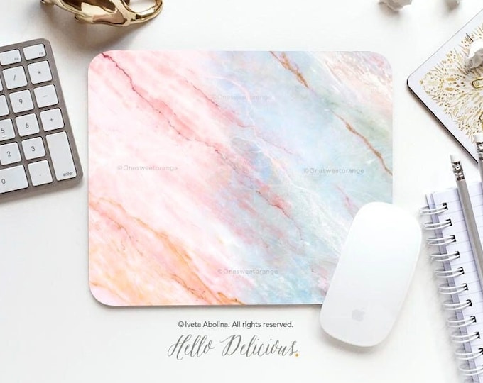 Marble Mouse Pad, Chic Office Decor, Pink Marble, Mouse Pad for Her ...