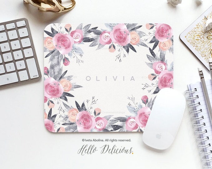 Floral Mouse Pad With Wildflowers Digital Print, Round Mouse Pad, Desk ...