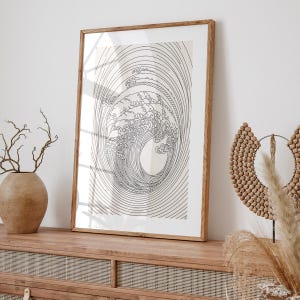 Japanese Wave Print Line Art Line Art Poster Waves Line Drawing Print ...