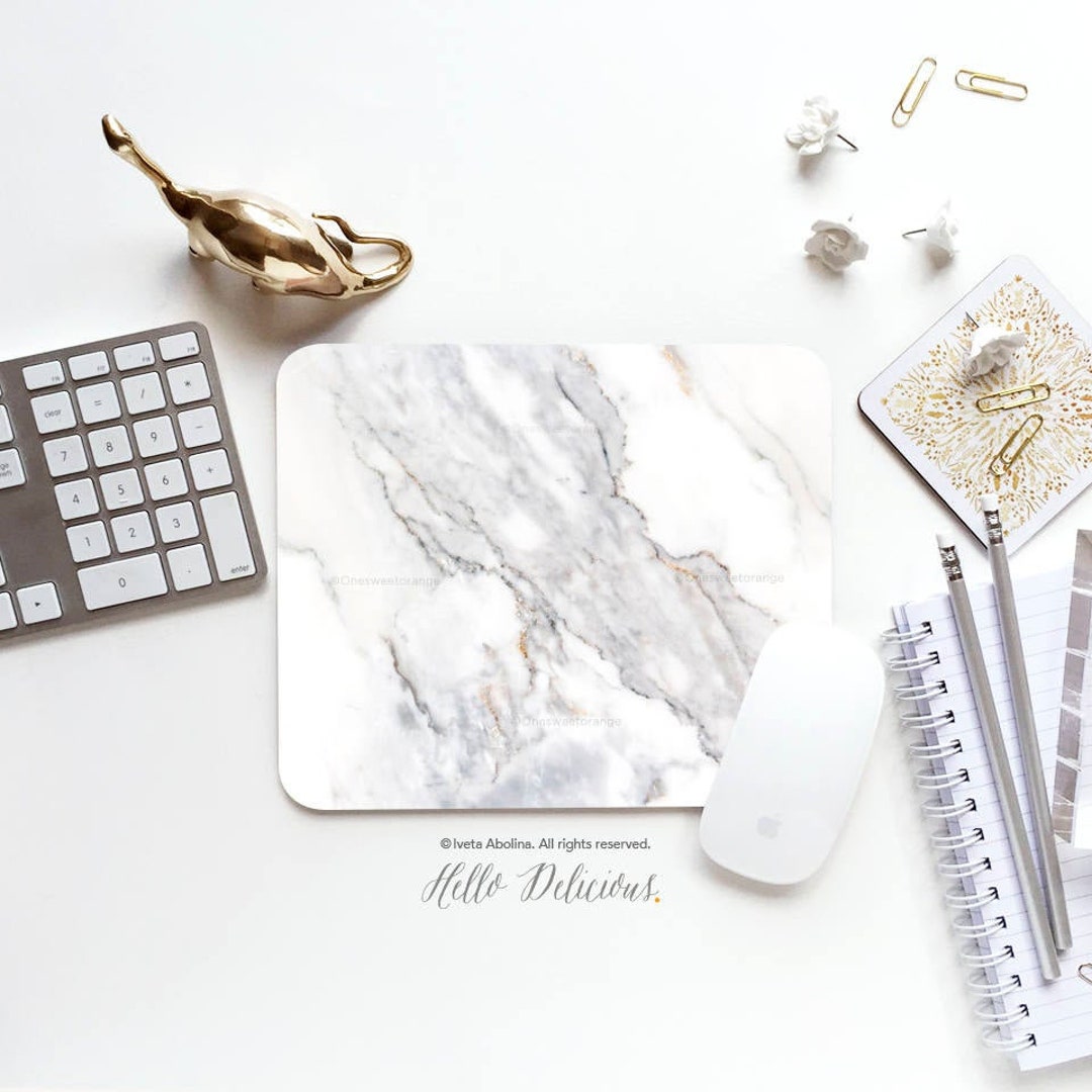Mouse Pad White Marble Mouse Pad Marble Mouse Pad Office Mouse - Etsy