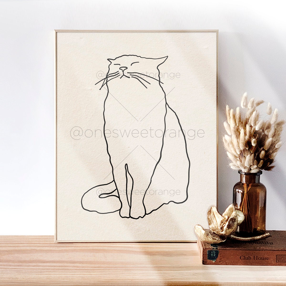Black Cat Line Art Print Wall Art Poster Art Print Cat Print Wall Decor ...