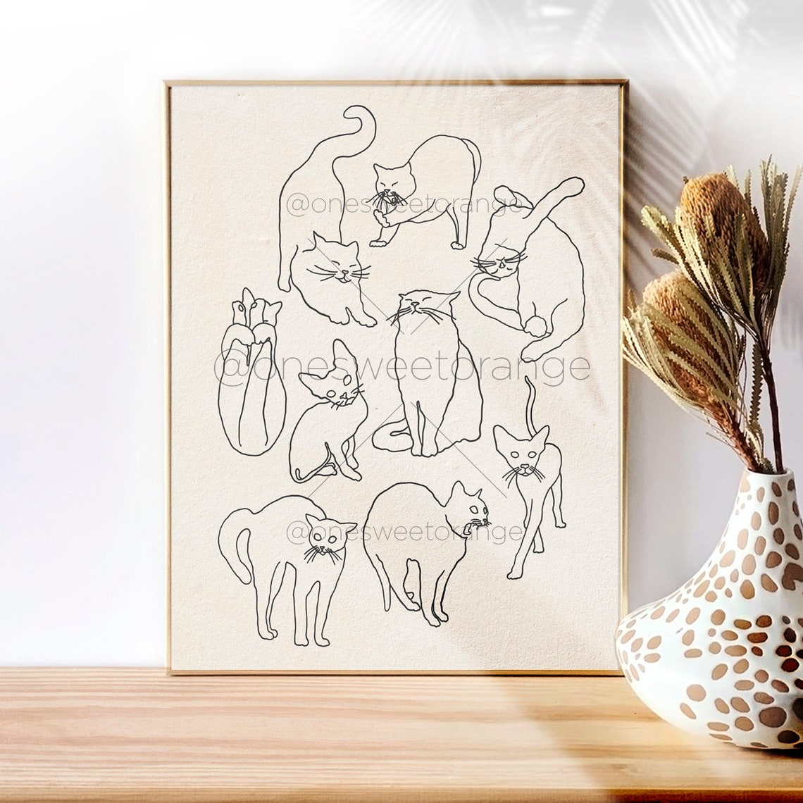 Cats Minimalist Art Line Art Poster Cat Line Drawing Print - Etsy
