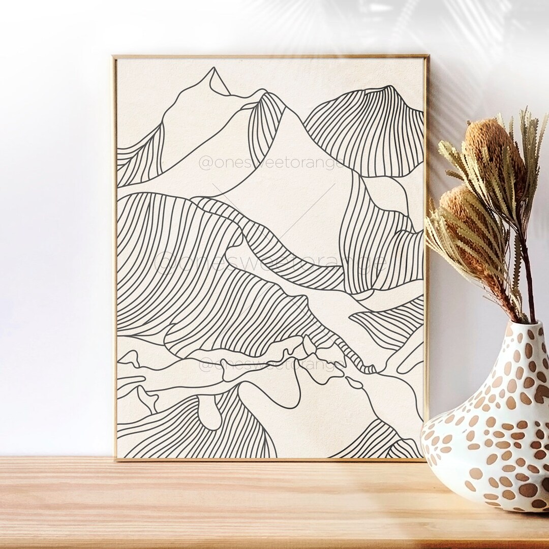 Mountain Line Art Line Art Poster Line Drawing Print Line Art Modern ...