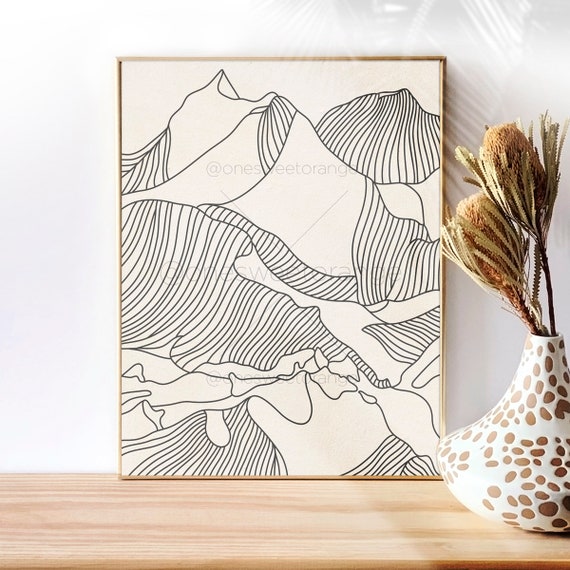 Mountain Line Art Line Art Poster Line Drawing Print Line Art - Etsy