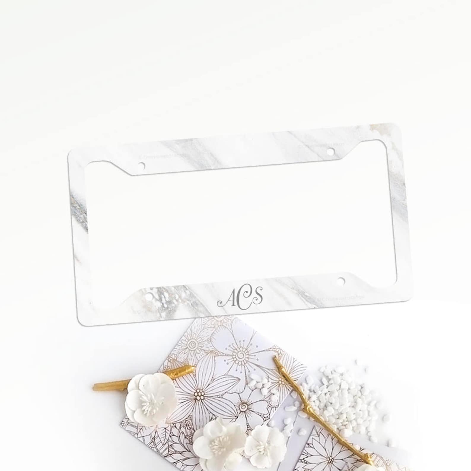 Marble Personalized Car License Plate Monogrammed White Marble License ...