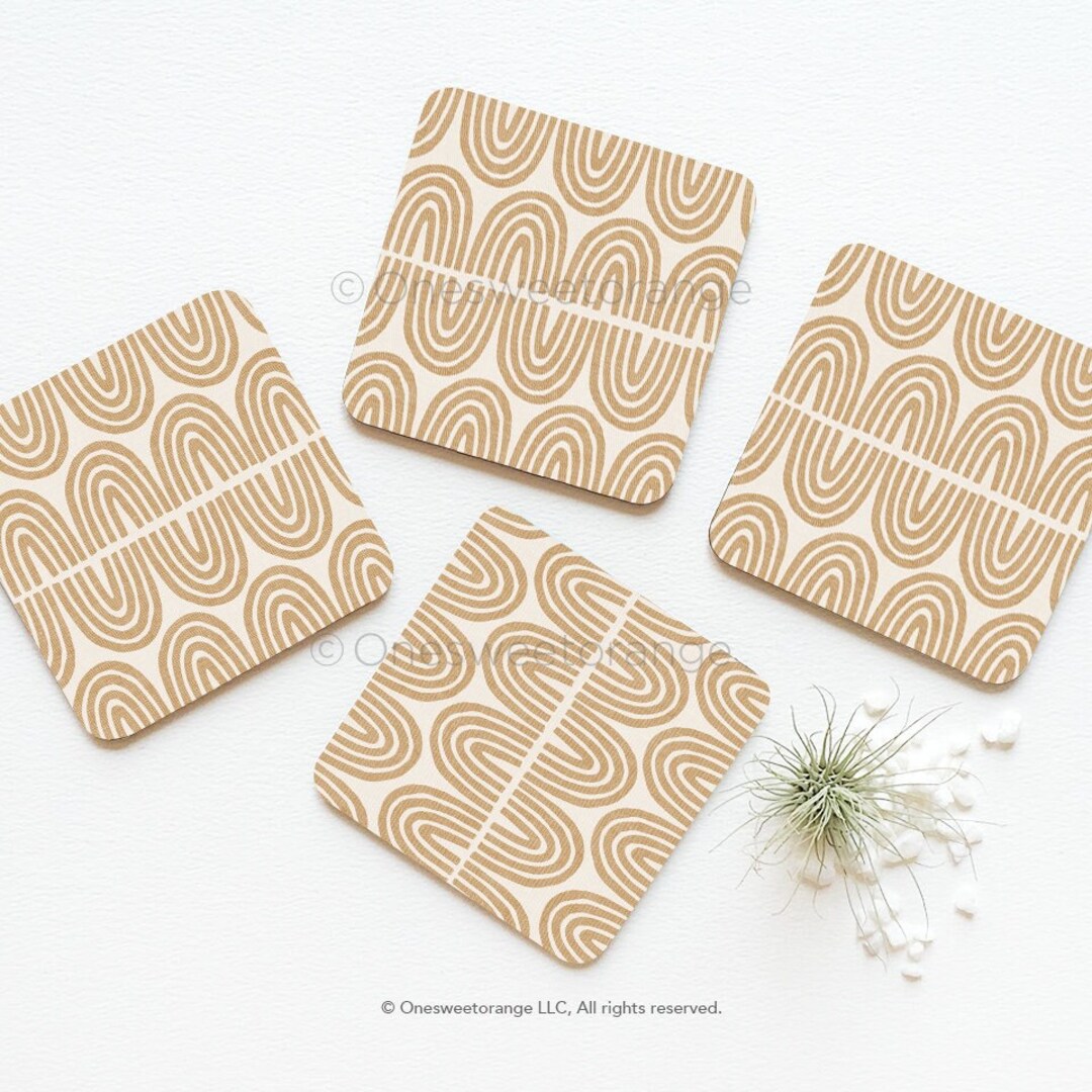 Arches Coaster Set of 4 Mid Century Cork Coasters Gift for Her Boho ...