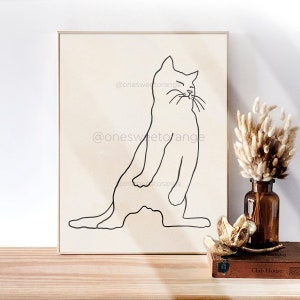 Cat Minimalist Art Line Art Poster Cat Line Drawing Print Line Art ...