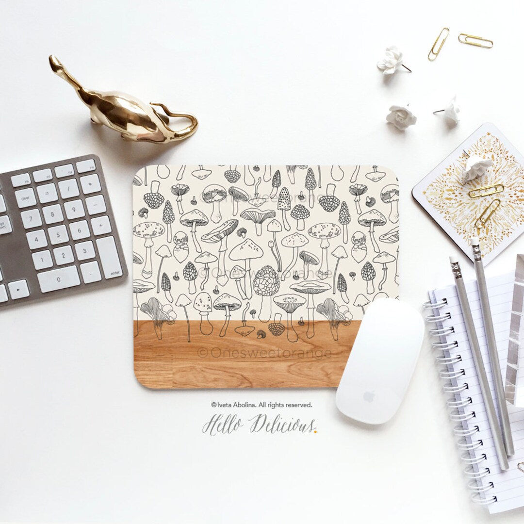 Mouse Pad Wood Mushroom Mouse Pad Boho Mouse Pad Office Mouse - Etsy