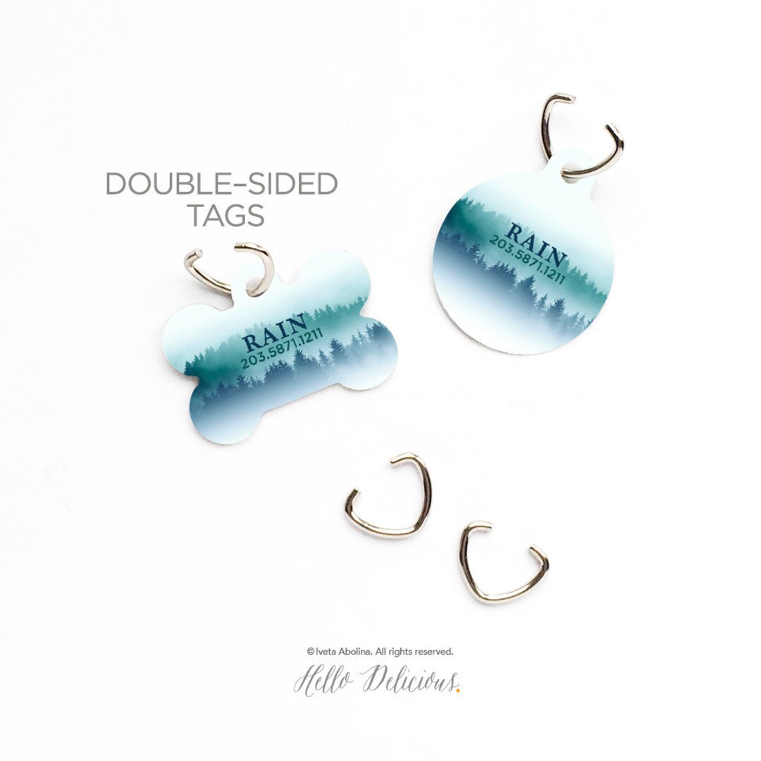 Forest Dog Tag Custom Pet Dog Tag Personalized Dog Tag Double Sided Pet ...