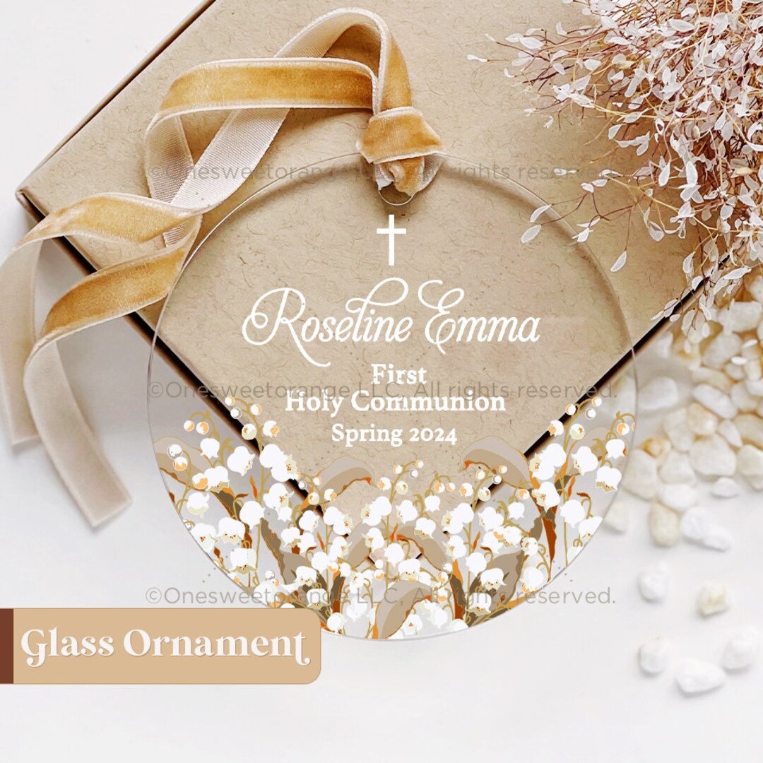 Glass First Holy Communion Gift Personalized Cross Ornament Christening ...