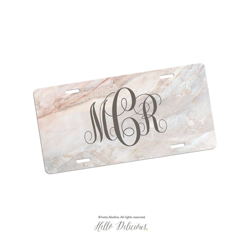 Personalized Car License Plate, Monogrammed License Plate Frame Marble ...