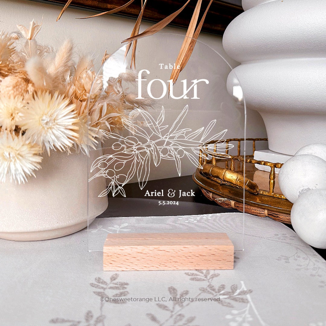 Wedding Table Number Stand With Names Olive Art Acrylic Table Numbers ...
