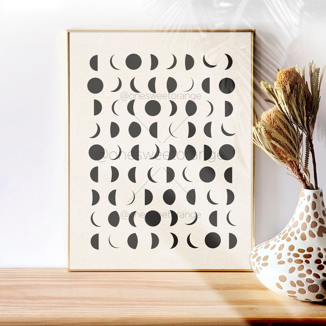 Moon Phases Art Moon Wall Art Poster Moon Drawing Print Line - Etsy