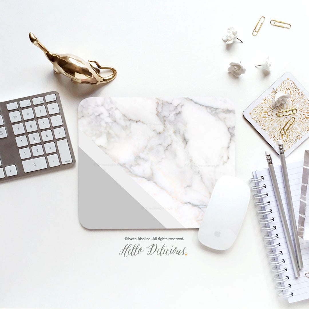 Mouse Pad Gray Marble Mouse Pad Marble Mouse Pad Office Mouse Pad ...