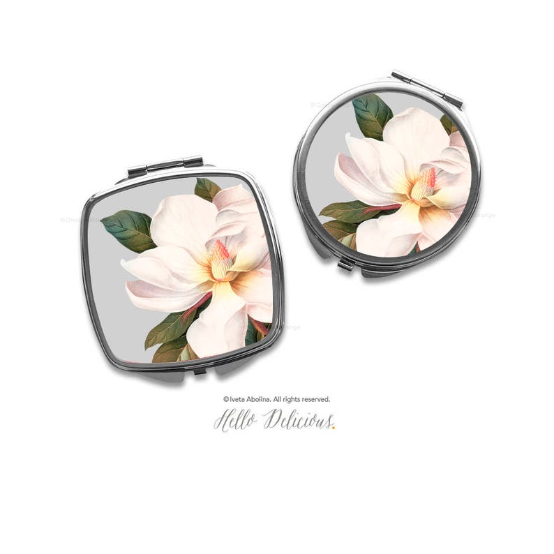 Magnolia Compact Mirror Purse Mirror Personalized Mirror - Etsy