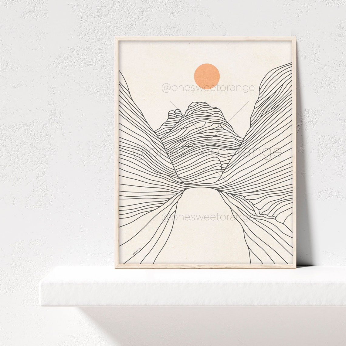 Mountain Sun Line Art Line Art Poster Line Drawing Print Line Art ...