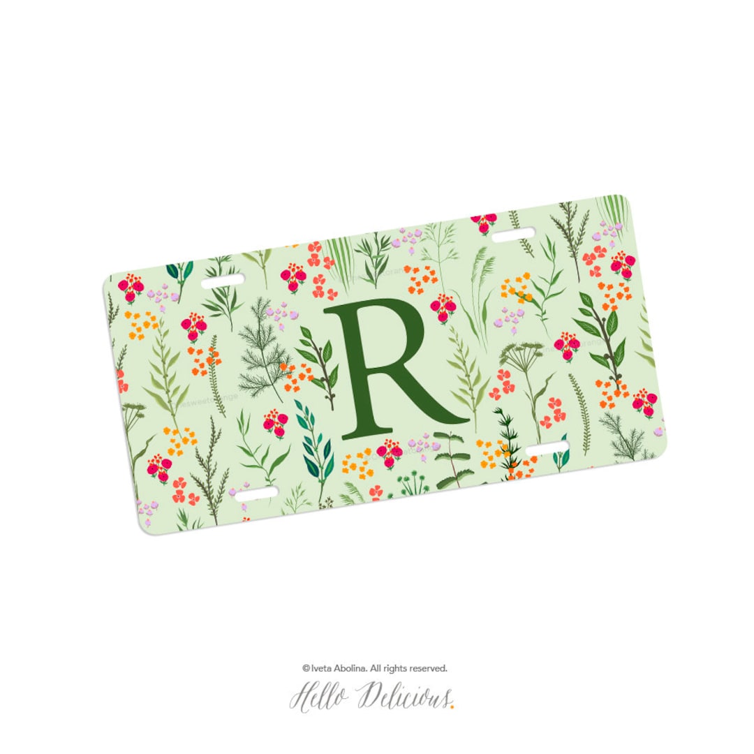Floral Car License Plate Customized Personalized License Plate Frame ...