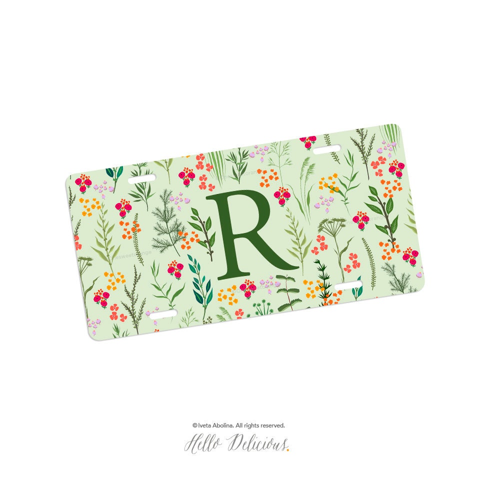 Floral Car License Plate Customized Personalized License Plate | Etsy