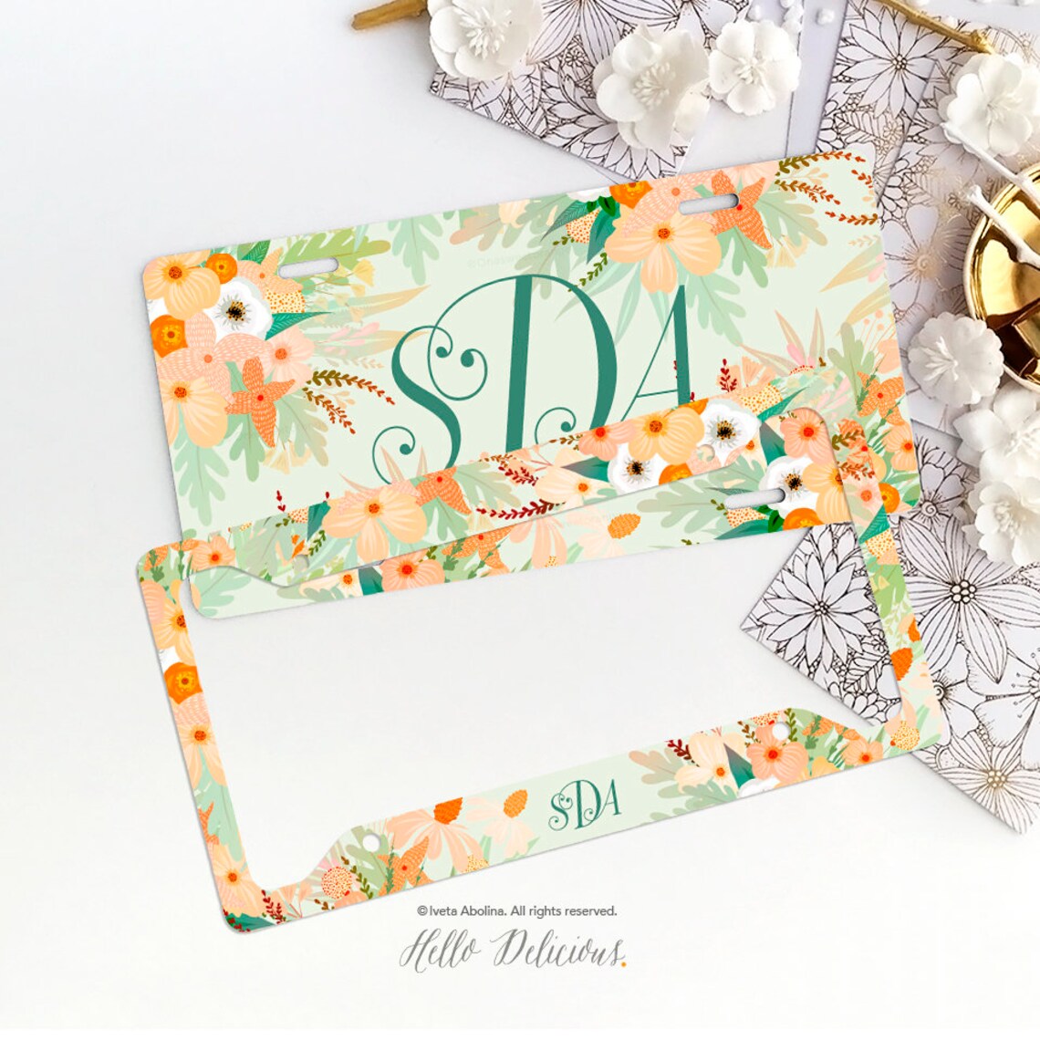 Spring Floral Car License Plate Monogrammed License Plate - Etsy