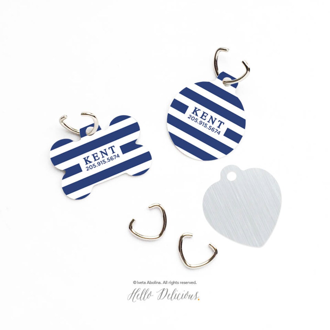 Navy Stripes Dog Tag Dog Tags for Dogs Geometric Dog ID Tag Dog Tag Dog ...