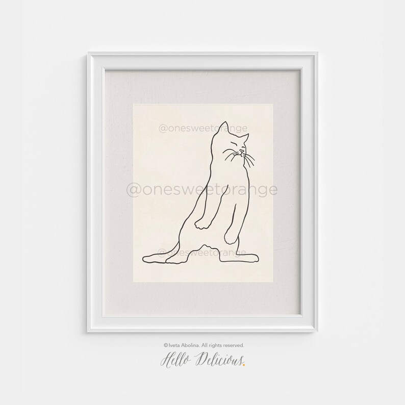 Cat Minimalist Art Line Art Poster Cat Line Drawing Print Line - Etsy
