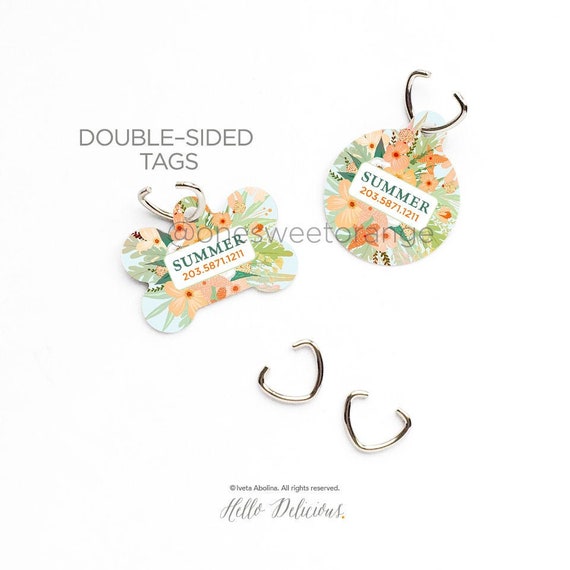 Dog Tag Floral Double-sided Dog Tags for Dogs Dog ID Tag Dog | Etsy