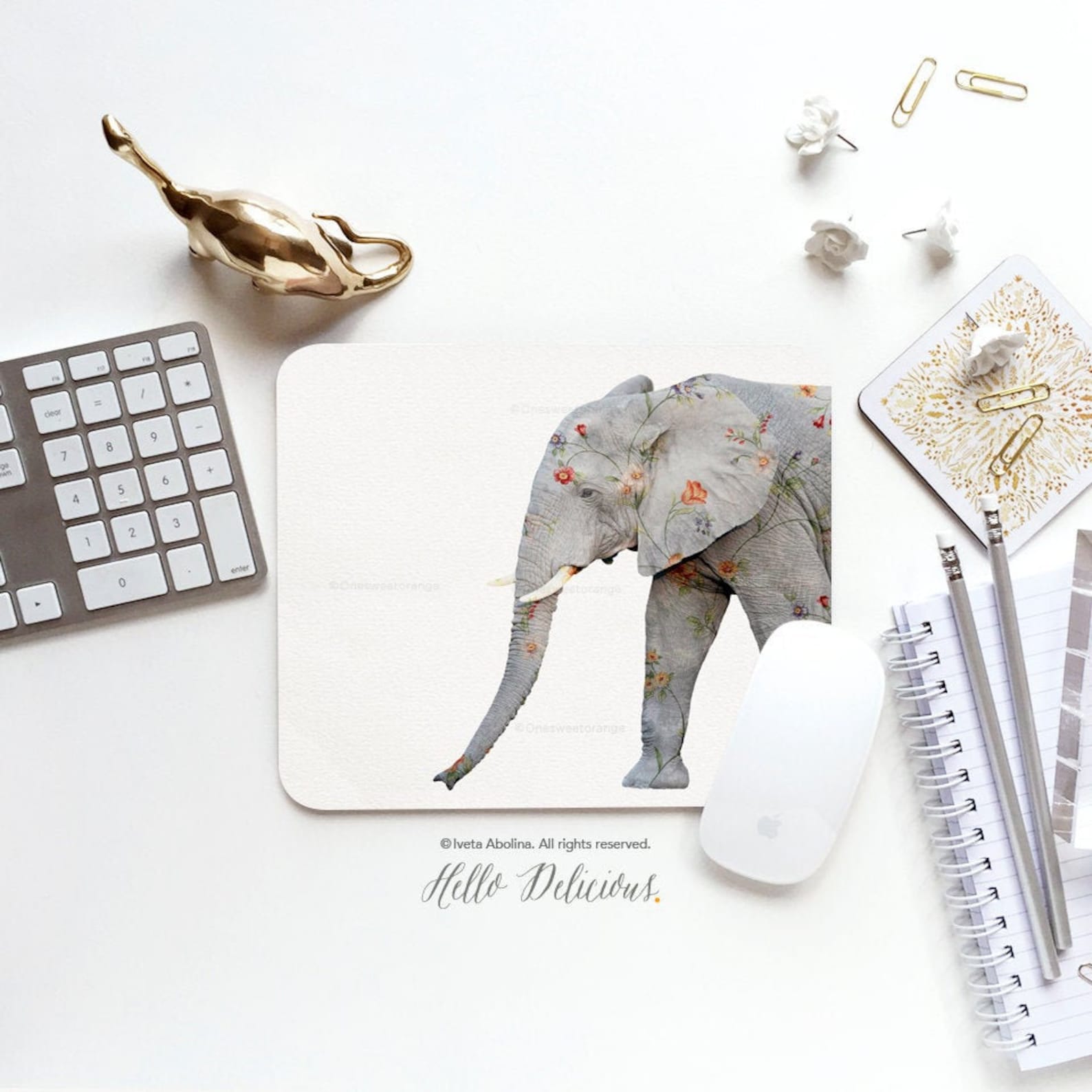 Mouse Pad Gray Elephant Mouse Pad Elephant Mouse Pad Office - Etsy