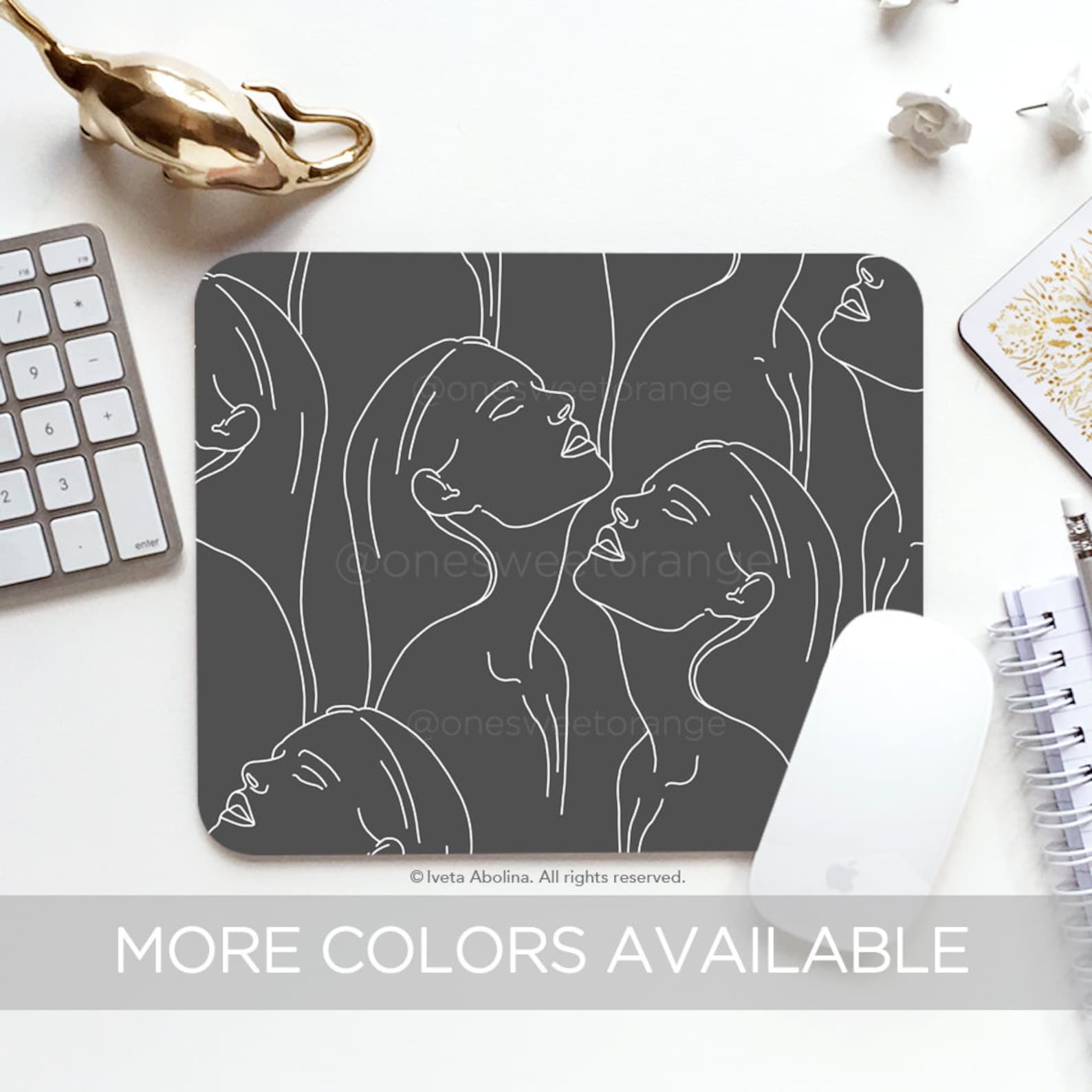Line Art Mouse Pad Minimalist Mouse Pad Christmas Gift Coworker Gift ...