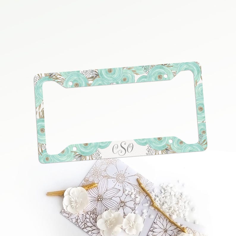 Ranunculus Car License Plate Monogrammed License Plate Frame Mint ...