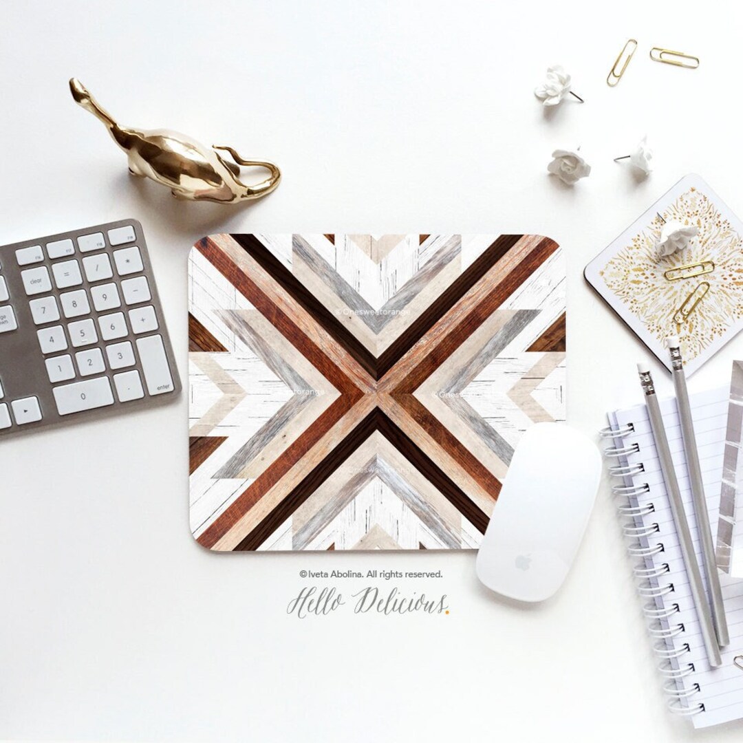Mouse Pad Mousepad Faux Wood Geometric Mouse Mat Chevron Mouse Pad ...