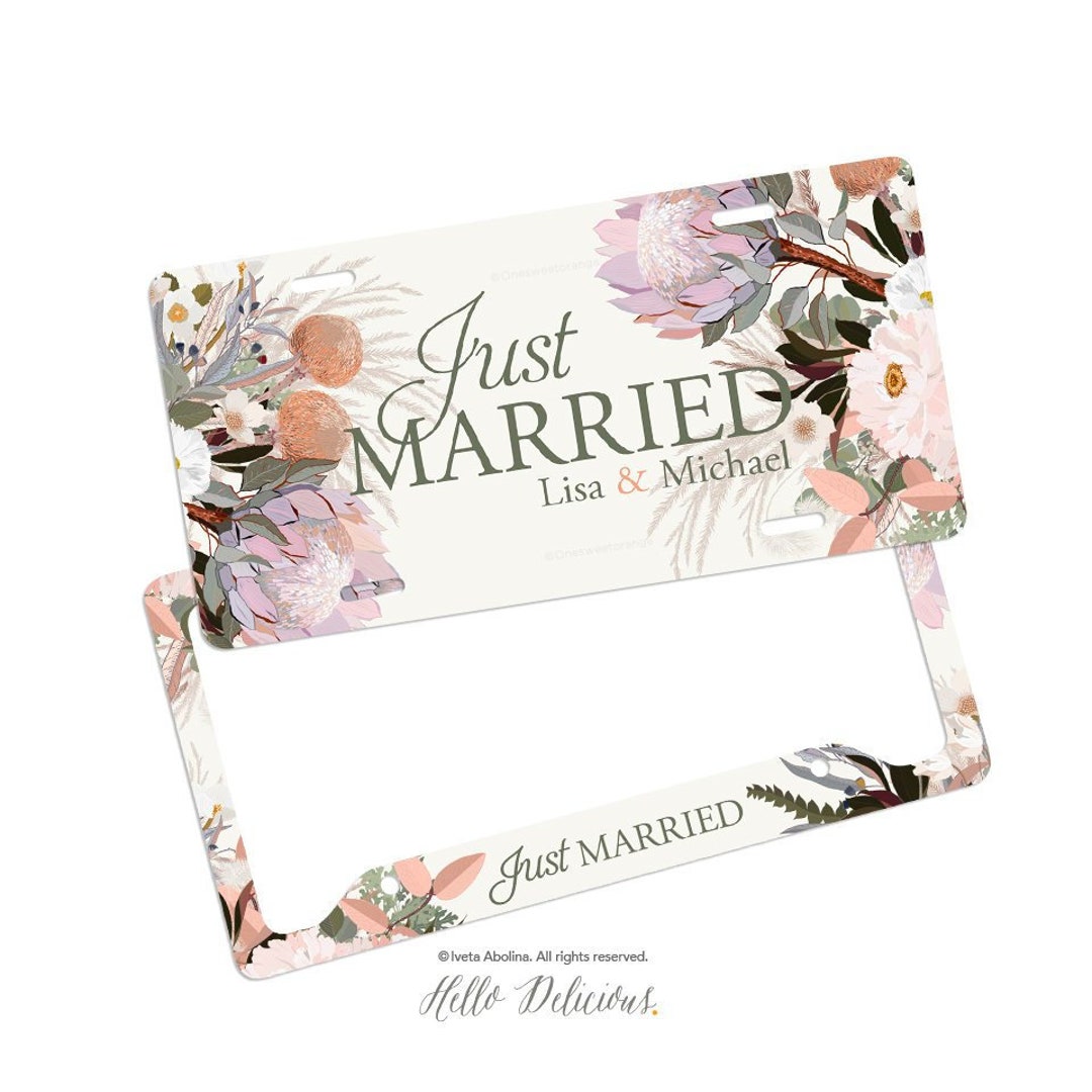 Just Married Personalized Car License Plate Newlyweds License Plate ...