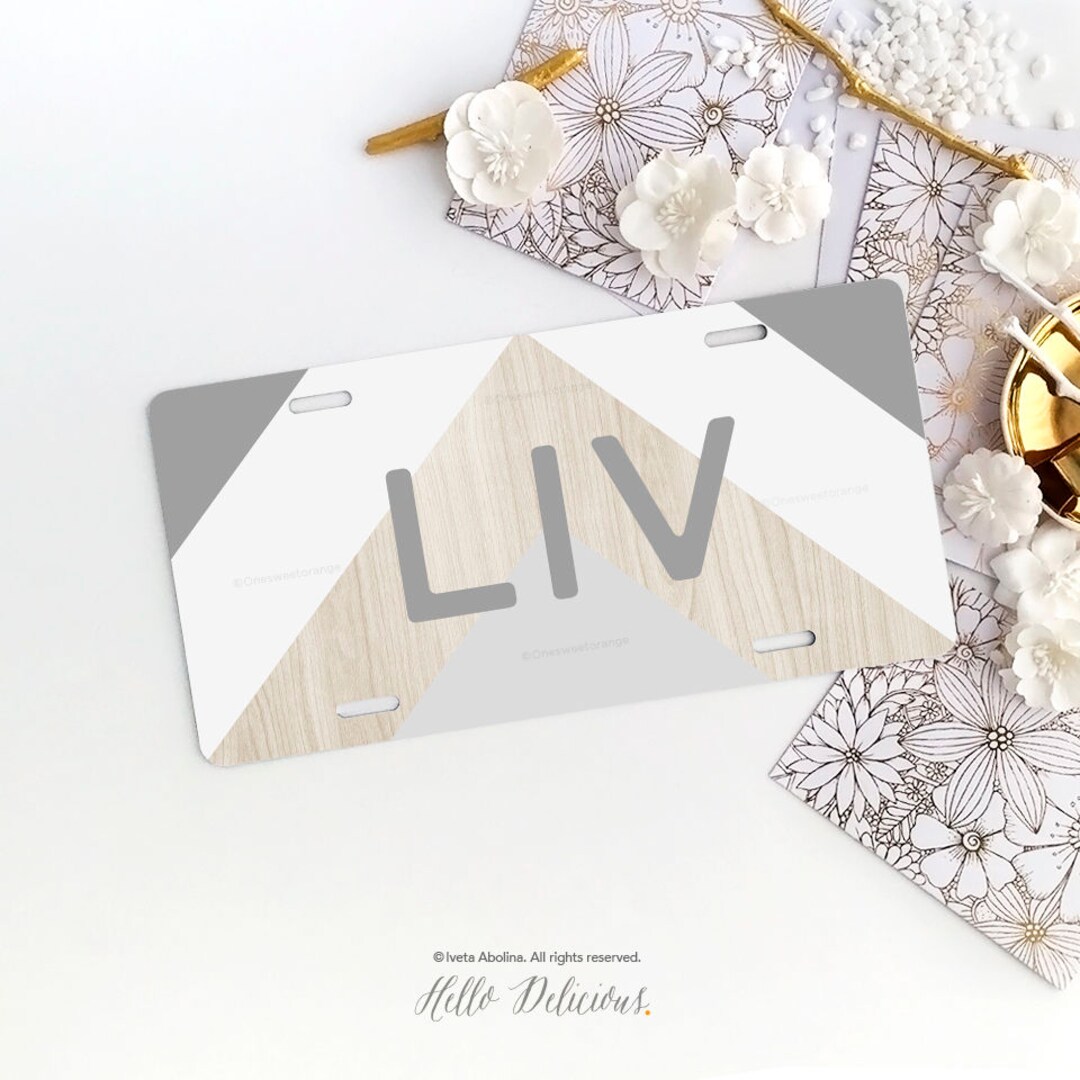 Chevron Car License Plate Monogrammed License Plate Frame Gray Wood ...