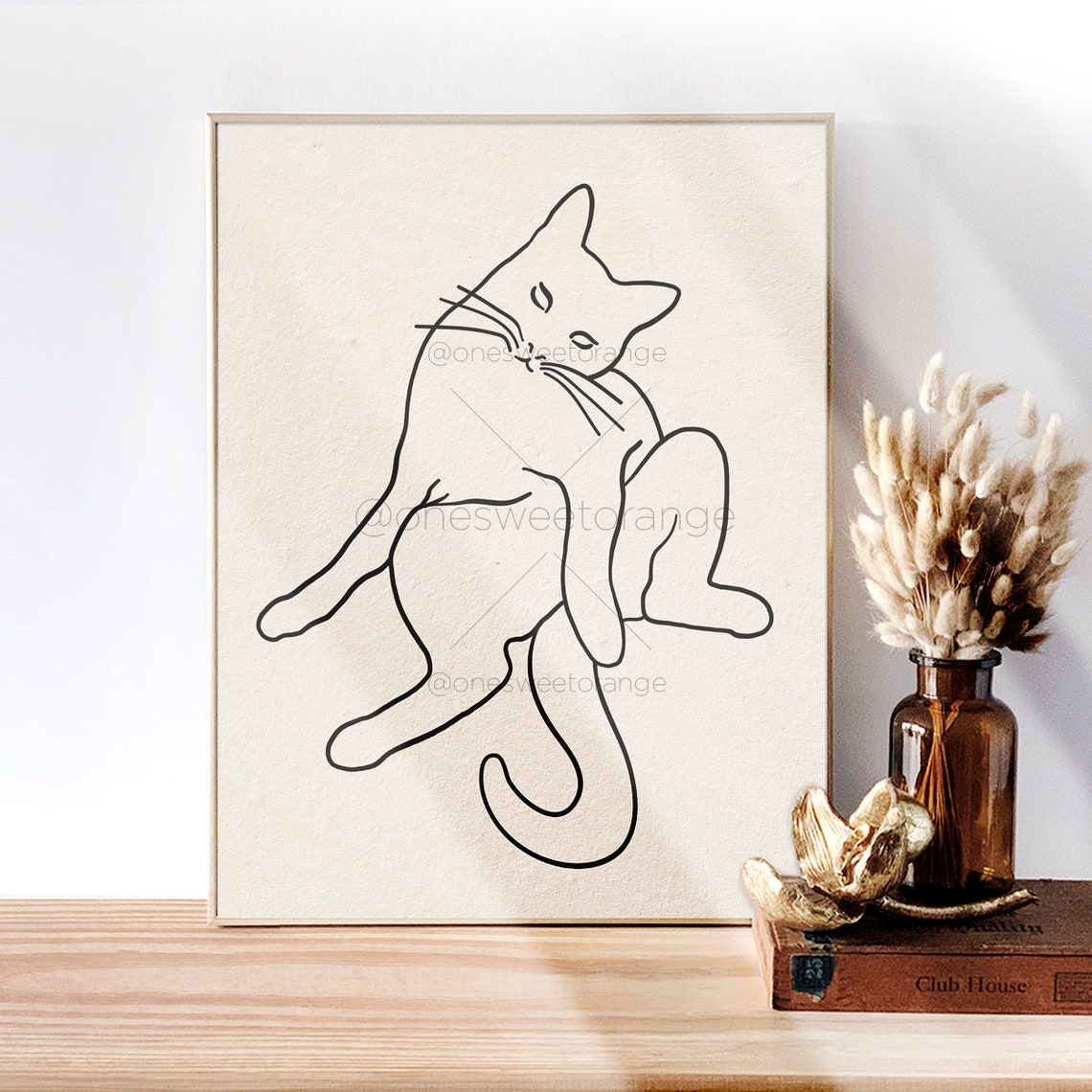 Cat Minimalist Art Line Art Poster Cat Line Drawing Print Line | Etsy