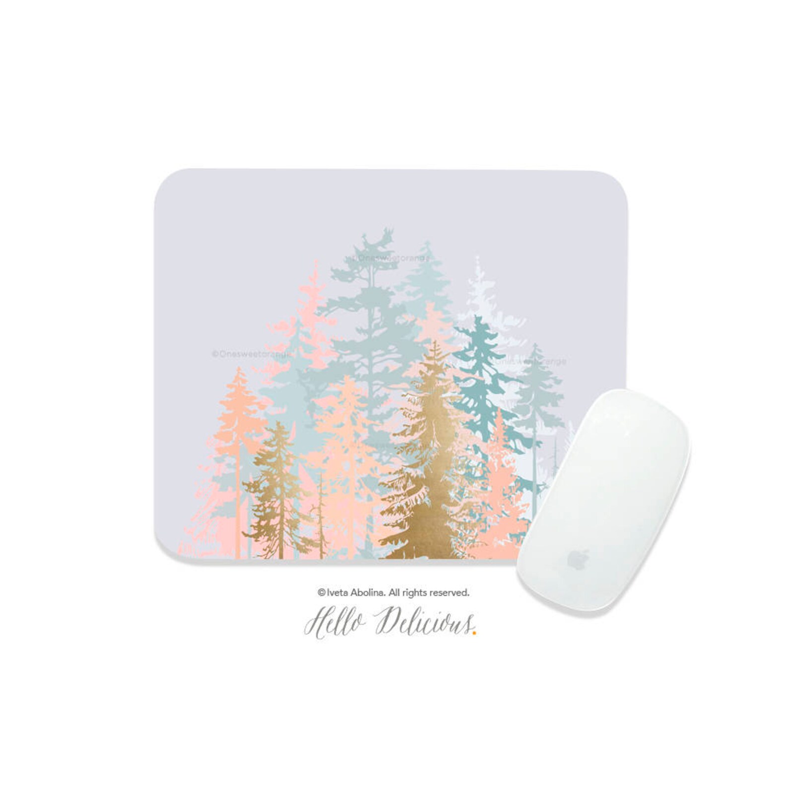 Mouse Pad Blush Forest Mouse Pad Forest Mouse Pad Office Mouse - Etsy