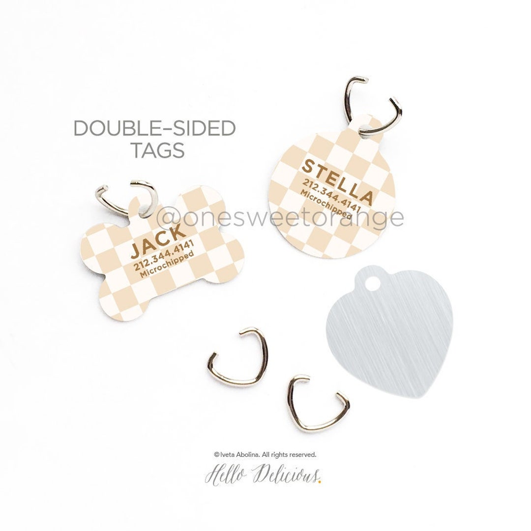Checker Pet ID Tag Check Custom Pet Tag Personalized Dog Tag Neutral ...